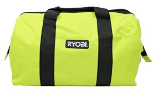 ryobi green wide mouth collapsible genuine oem contractor’s bag w/ full top single zipper action and cross x stitching