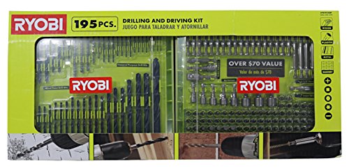 Ryobi A981952QP 195 Piece Drilling and Driving Kit for Wood, Plastic, Metal, and Masonry Work