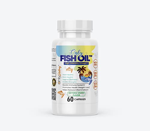 High-Intensity Omega 3 Fish Oil | Fatty Acid Supplement | with EPA and DHA | Potent Dose of Omega 3 | for Brain Health, Joints, Skin and Immune Support | Natural Lemon Flavor | Double Strength