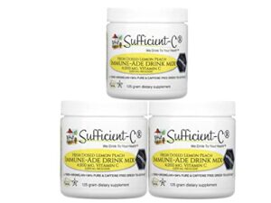 sufficient-c high dose vitamin c lemon peach immune-ade drink mix – 125 gram three (3) pack