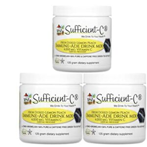 Sufficient-C High Dose Vitamin C Lemon Peach Immune-Ade Drink Mix - 125 Gram Three (3) Pack