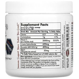 Sufficient-C High Dose Vitamin C Lemon Peach Immune-Ade Drink Mix - 125 Gram Three (3) Pack