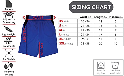 Andrew Scott Boys Active Performance & Mesh Style Basketball Sport Shorts - Multi Packs