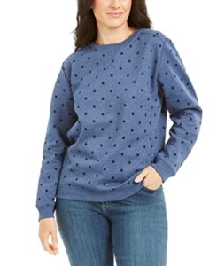 karen scott women’s printed fleece sweatshirt blue size petite small