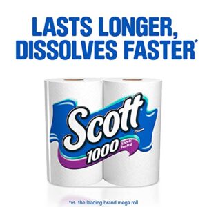 Scott 1000 Sheets Per Roll Toilet Paper, 4 Rolls, Bath Tissue