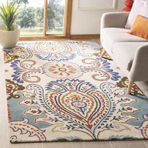 safavieh bella collection 10′ x 14′ ivory/blue bel118a handmade boho premium wool area rug