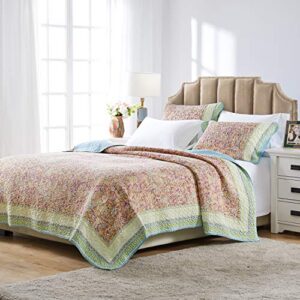 barefoot bungalow palisades pastel quilt set, 3-piece full/queen,red