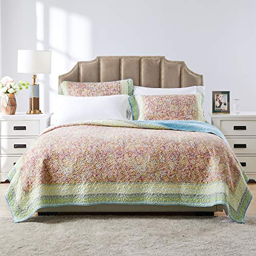 Barefoot Bungalow Palisades Pastel Quilt Set, 3-Piece Full/Queen,Red