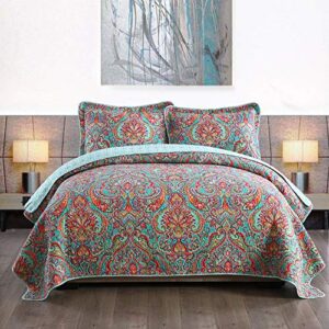 newlake cotton bedspread quilt sets-reversible patchwork coverlet set, european gorgeous floral pattern, queen size