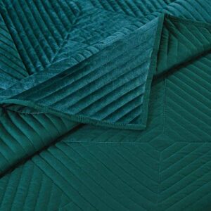 Barefoot Bungalow Riviera Velvet Quilt and Pillow Sham Set, 3-Piece King/Cal King, Teal