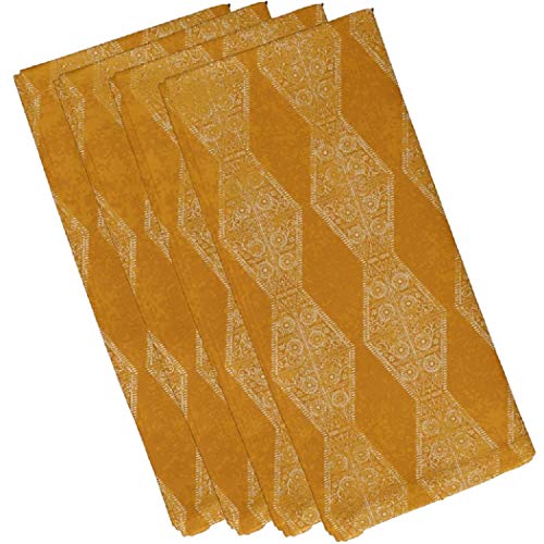 Bungalow Rose Replogle Stripe Geometric Print 19" Napkin, in Gold, Set of 4 Napkins