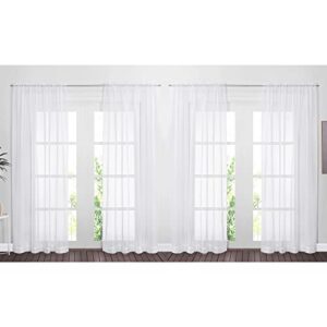 nicetown 4 pieces sheer white curtains 84 – window treatment rod pocket tulle voile drape/panel sets for patio door (4 panels, w60 x l84)