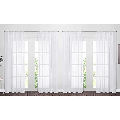 NICETOWN 4 Pieces Sheer White Curtains 84 - Window Treatment Rod Pocket Tulle Voile Drape/Panel Sets for Patio Door (4 Panels, W60 x L84)