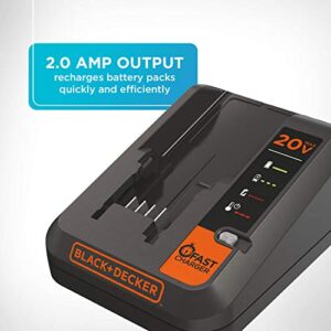 BLACK+DECKER 20V MAX Lithium Battery Charger, 2 Amp (BDCAC202B)