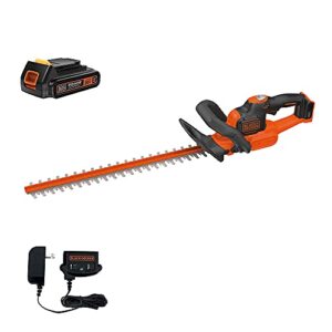 black+decker 20v max cordless hedge trimmer with power command powercut, 22-inch (lht321ff)