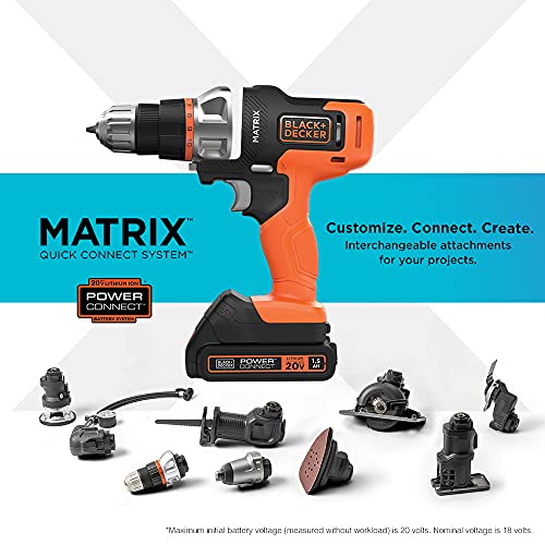 BLACK+DECKER 20V MAX Matrix Cordless Drill/Driver (BDCDMT120C), Drill Kit (Orange)