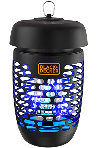 BLACK+DECKER Bug Zapper Electric Lantern with Insect Tray, Cleaning Brush, Light Bulb & Waterproof Design for Indoor & Outdoor Flies, Gnats & Mosquitoes Up to 625 Square Feet