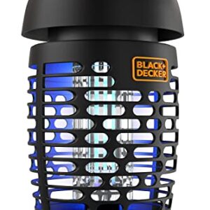 BLACK+DECKER Bug Zapper Electric Lantern with Insect Tray, Cleaning Brush, Light Bulb & Waterproof Design for Indoor & Outdoor Flies, Gnats & Mosquitoes Up to 625 Square Feet