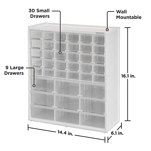 BLACK+DECKER Large & Small 39 Drawer Bin System (BDST40739FF), Clear