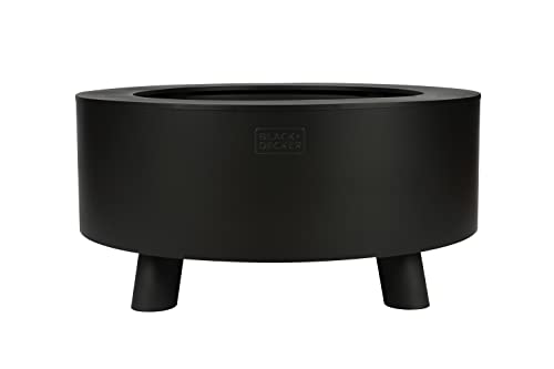 BLACK + DECKER 34" D Smokeless Wood Burning Steel Fire Pit Black Powder Coated Steel Fire Bowl Includes Poker