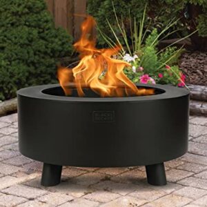 BLACK + DECKER 34" D Smokeless Wood Burning Steel Fire Pit Black Powder Coated Steel Fire Bowl Includes Poker