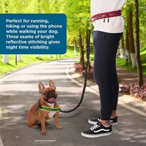 BLACK+DECKER Hands Free Dog Leash, for Jogging, Cycling and Training w. Adjustable Belt and Retractable Bungee, Dual Handle Bungee Waist Leash for Up to 150 lbs Large Dogs, Red