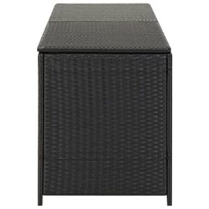 YEZIYIYFOB 160 gal Outdoor Storage Box Large Deck Box Taupe Black Rattan Patio Storage Box Garden Storage Suncast Chest Container Poly Cabinet for Lawn Backyard 78.7"x19.6"x23.6" Black NOT WATERPROOF