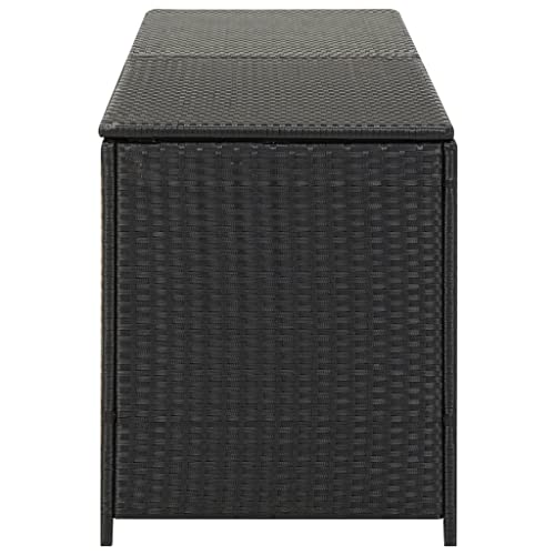 YEZIYIYFOB 160 gal Outdoor Storage Box Large Deck Box Taupe Black Rattan Patio Storage Box Garden Storage Suncast Chest Container Poly Cabinet for Lawn Backyard 78.7"x19.6"x23.6" Black NOT WATERPROOF