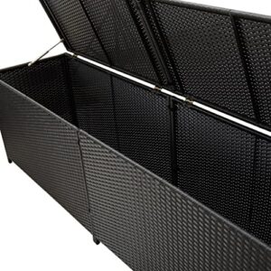 YEZIYIYFOB 160 gal Outdoor Storage Box Large Deck Box Taupe Black Rattan Patio Storage Box Garden Storage Suncast Chest Container Poly Cabinet for Lawn Backyard 78.7"x19.6"x23.6" Black NOT WATERPROOF