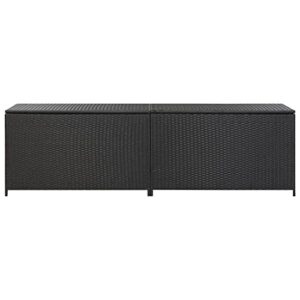 YEZIYIYFOB 160 gal Outdoor Storage Box Large Deck Box Taupe Black Rattan Patio Storage Box Garden Storage Suncast Chest Container Poly Cabinet for Lawn Backyard 78.7"x19.6"x23.6" Black NOT WATERPROOF