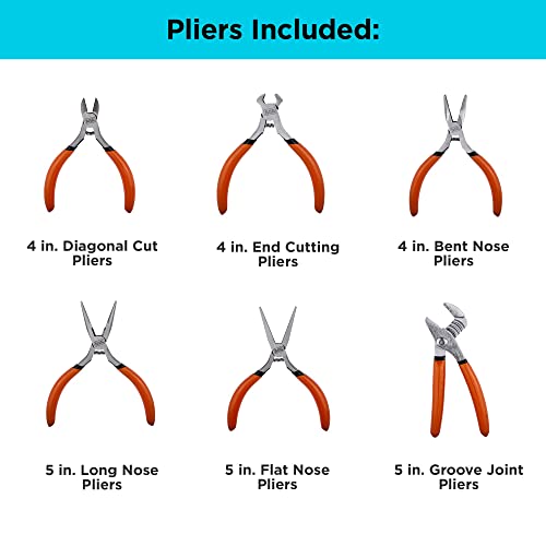 BLACK+DECKER Plier Set, Mini, 6-Piece, Easily Bend and Cut Wires (BDHT84003)