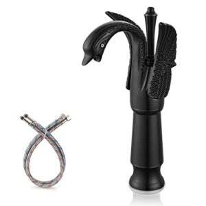 cinwiny swan faucet matte black bathroom vessel sink faucet single handle one hole tall lavatory basin tap mixer deck mount bird faucet