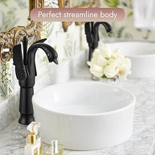 Cinwiny Swan Faucet Matte Black Bathroom Vessel Sink Faucet Single Handle One Hole Tall Lavatory Basin Tap Mixer Deck Mount Bird Faucet