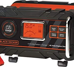 BLACK+DECKER Cordless Tire Inflator, Multi-purpose, Portable, 12V with Fully Automatic 15 Amp 12V Bench Battery Charger/Maintainer (BDINF12C & BC15BD)