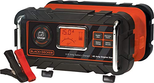 BLACK+DECKER Cordless Tire Inflator, Multi-purpose, Portable, 12V with Fully Automatic 15 Amp 12V Bench Battery Charger/Maintainer (BDINF12C & BC15BD)