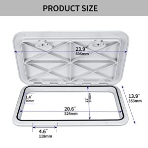 smartmarine 24"x14" Marine Boat Deck Hatch,Boat Access Hatch & Lid, Black/White (White)