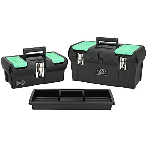 BLACK+DECKER reviva Toolbox Organizer, 19” with Built-In Lock, Made from Recycled Materials, For on the Go Use(REVST19129FF)