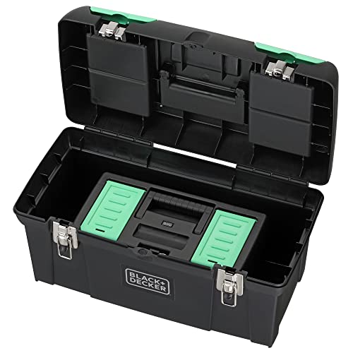 BLACK+DECKER reviva Toolbox Organizer, 19” with Built-In Lock, Made from Recycled Materials, For on the Go Use(REVST19129FF)