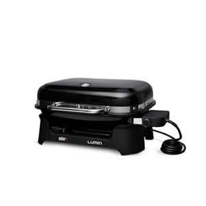 weber lumin outdoor electric barbecue grill, black – great small spaces such as patios, balconies, and decks, portable and convenient