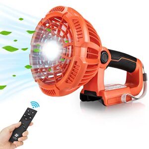 yex-bur cordless fan with remote for black & decker 20v li-ion battery portable handheld fan with 3 speeds & 3 mode adjustable led light & usb-a charging port for outdoor camping