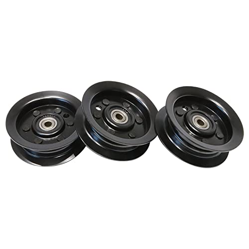 3PCS Black Flat Idler Pulley Compatible with Exmark Toro 50 54 inch Deck Quest E-Series S-Series Timecutter 106-2175 , 132-9420