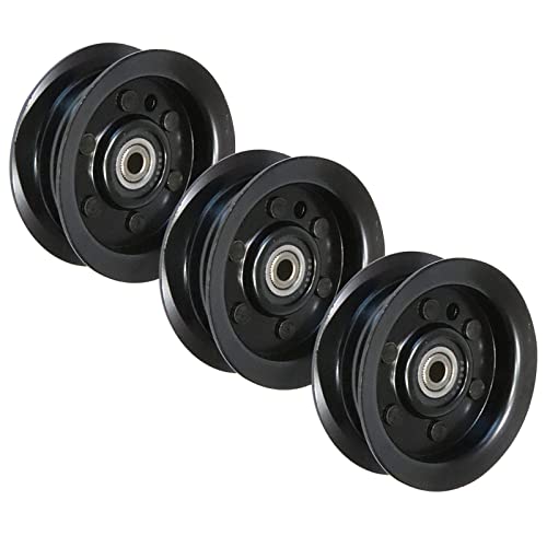 3PCS Black Flat Idler Pulley Compatible with Exmark Toro 50 54 inch Deck Quest E-Series S-Series Timecutter 106-2175 , 132-9420