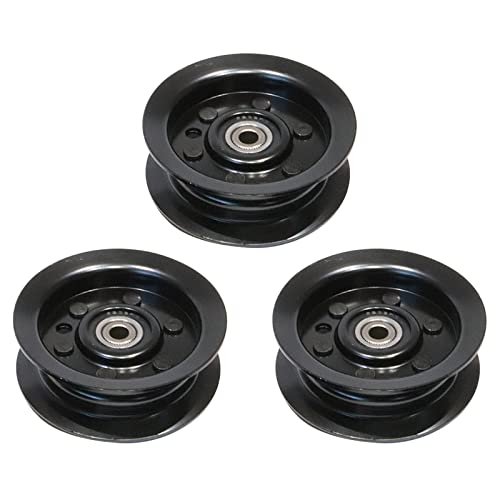 3PCS Black Flat Idler Pulley Compatible with Exmark Toro 50 54 inch Deck Quest E-Series S-Series Timecutter 106-2175 , 132-9420