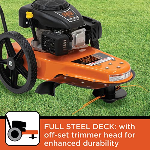 BLACK+DECKER 25A-26KF736 4-Cycle Gas Powered 22-Inch Walk-Behind High-Wheeled String Trimmer with 173cc Kohler Engine, Black and Orange