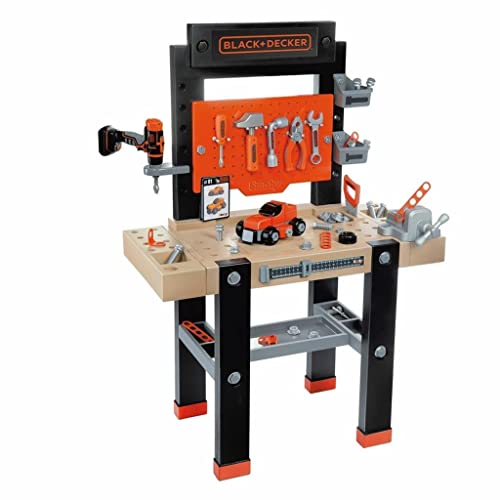 Smoby Black and Decker Kids Centre Workbench  Pretend Play Toy Workbench with Tools