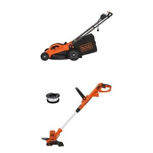 black+decker lawn mower, corded, 13 amp, 20-inch (bemw213) + black+decker string trimmer with auto feed, electric, 6.5-amp, 14-inch (besta510)