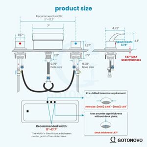 gotonovo Matte Black Bathroom Waterfall Tub Faucet Deck Mount Roman Tub Filler 3 Hole Bathtub Faucet with Square Knob Handle Bathtub Spout Brass Valve Stainless Steel Water Supply Lines High Flow