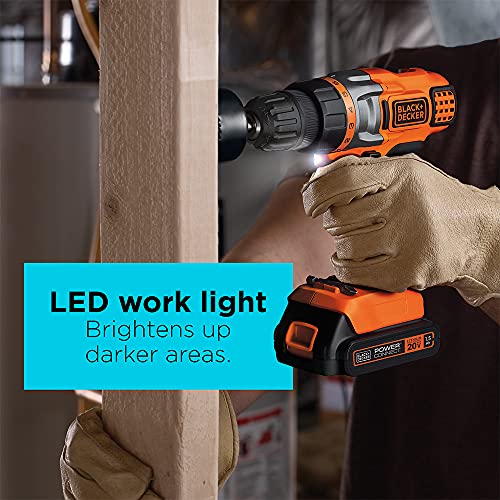 BLACK+DECKER LDX220C 20V MAX 2-Speed Cordless Drill Driver (Includes Battery and Charger)