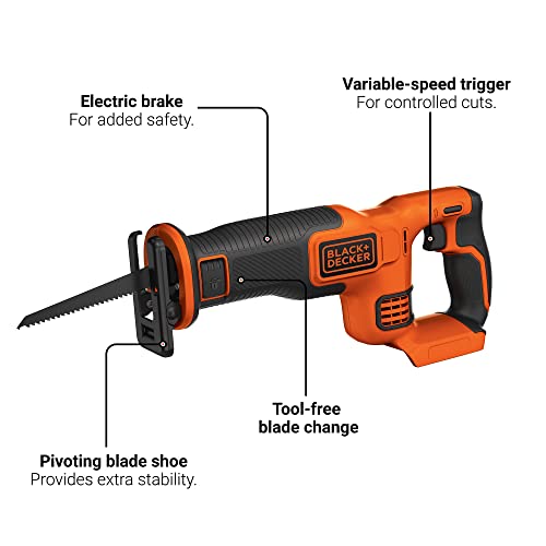 BLACK+DECKER 20V MAX* POWERCONNECT 7/8 in. Cordless Reciprocating Saw (BDCR20B)