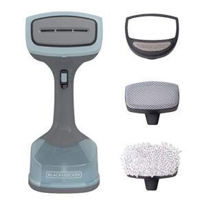 black+decker advanced handheld garment / fabric steamer with 3 attachments, gray/blue, hgs200